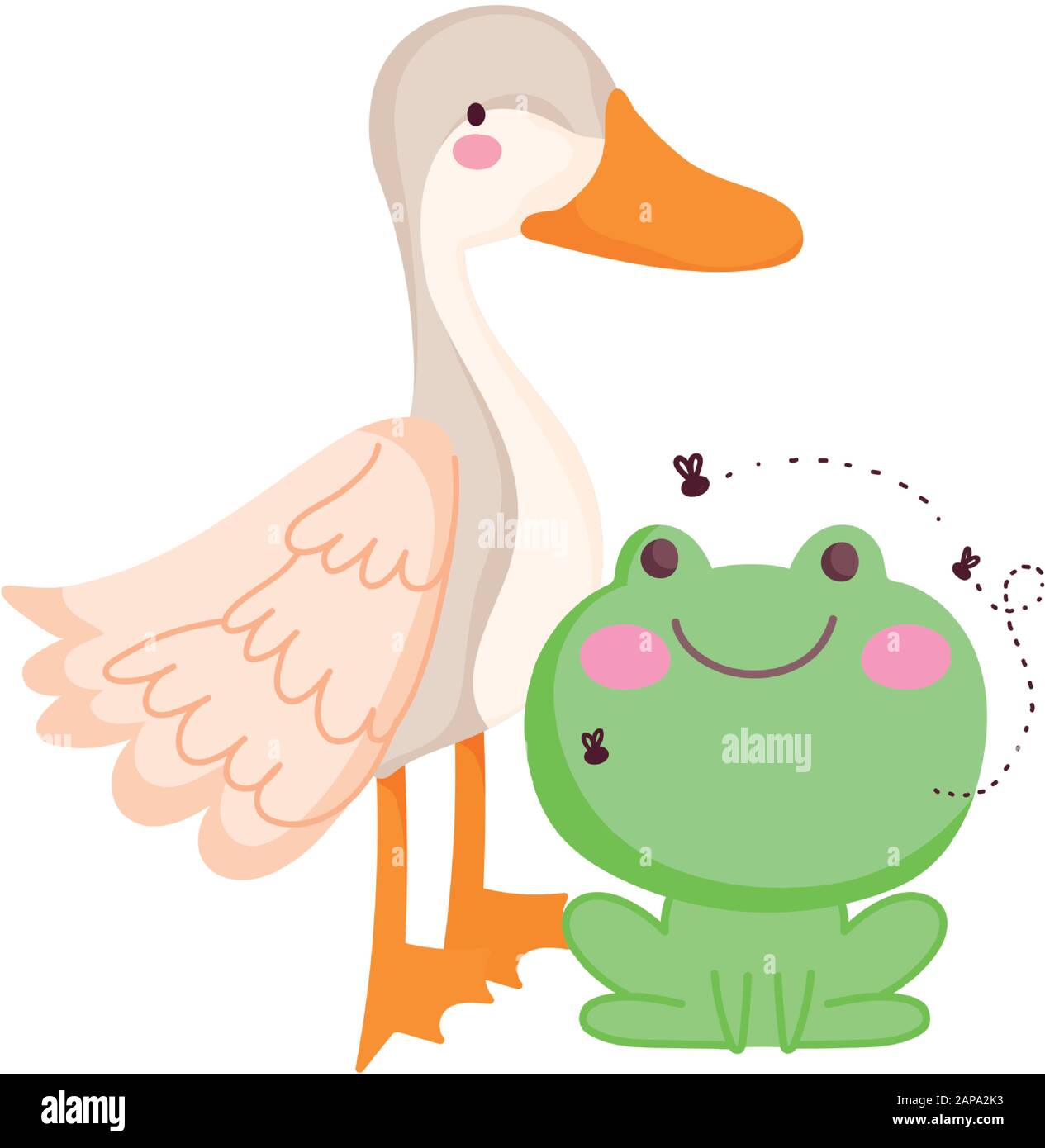 goose and frog farm animal cartoon vector illustration Stock Vector ...