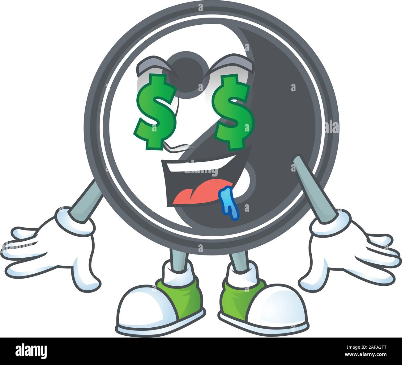 Happy rich yin yang with Money eye cartoon character style Stock Vector ...