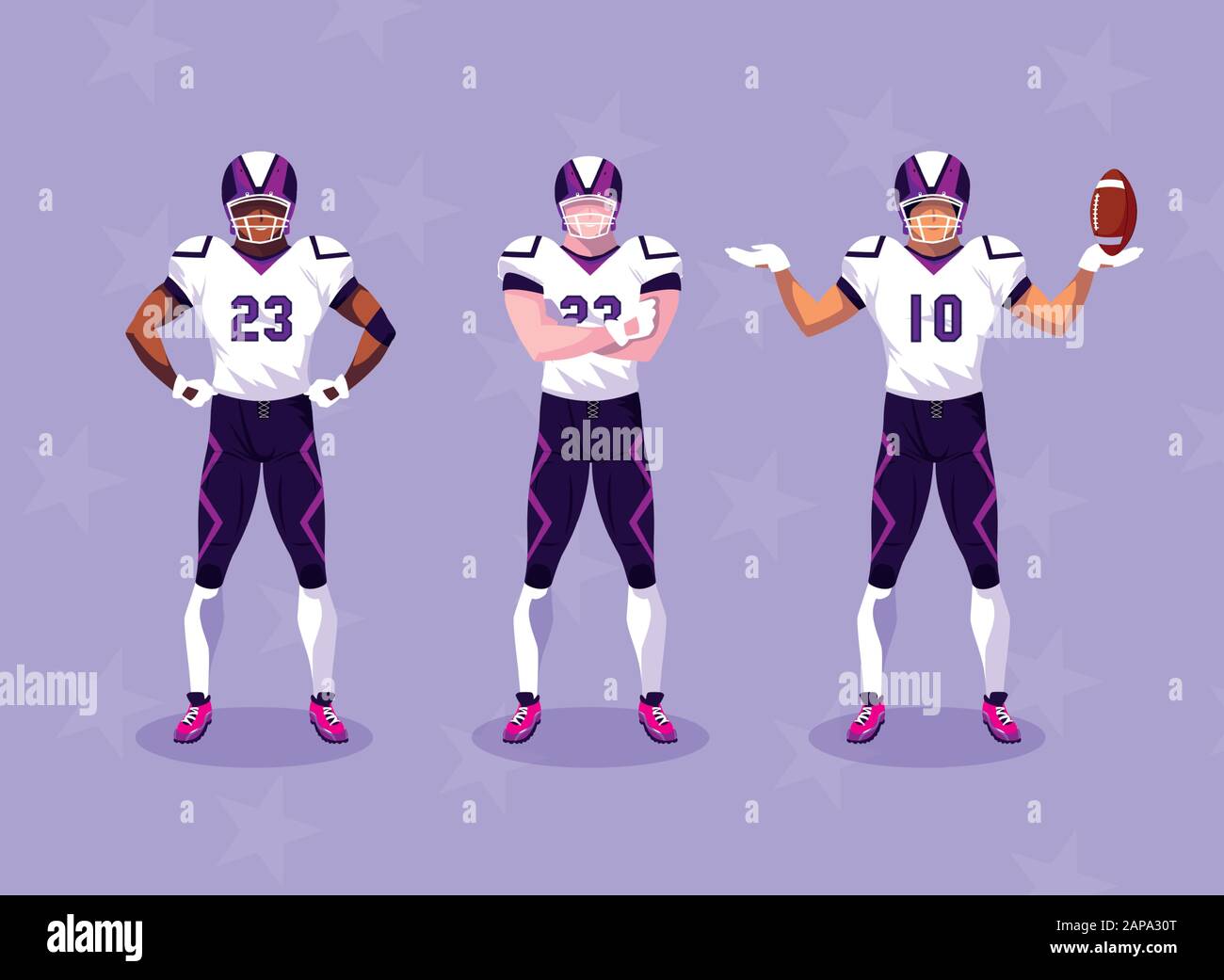 sportsmen with uniform, men team players american football vector ...