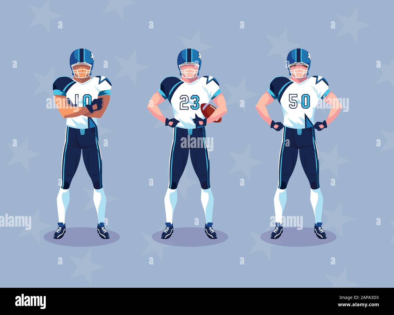 sportsmen with uniform, men team players american football vector ...