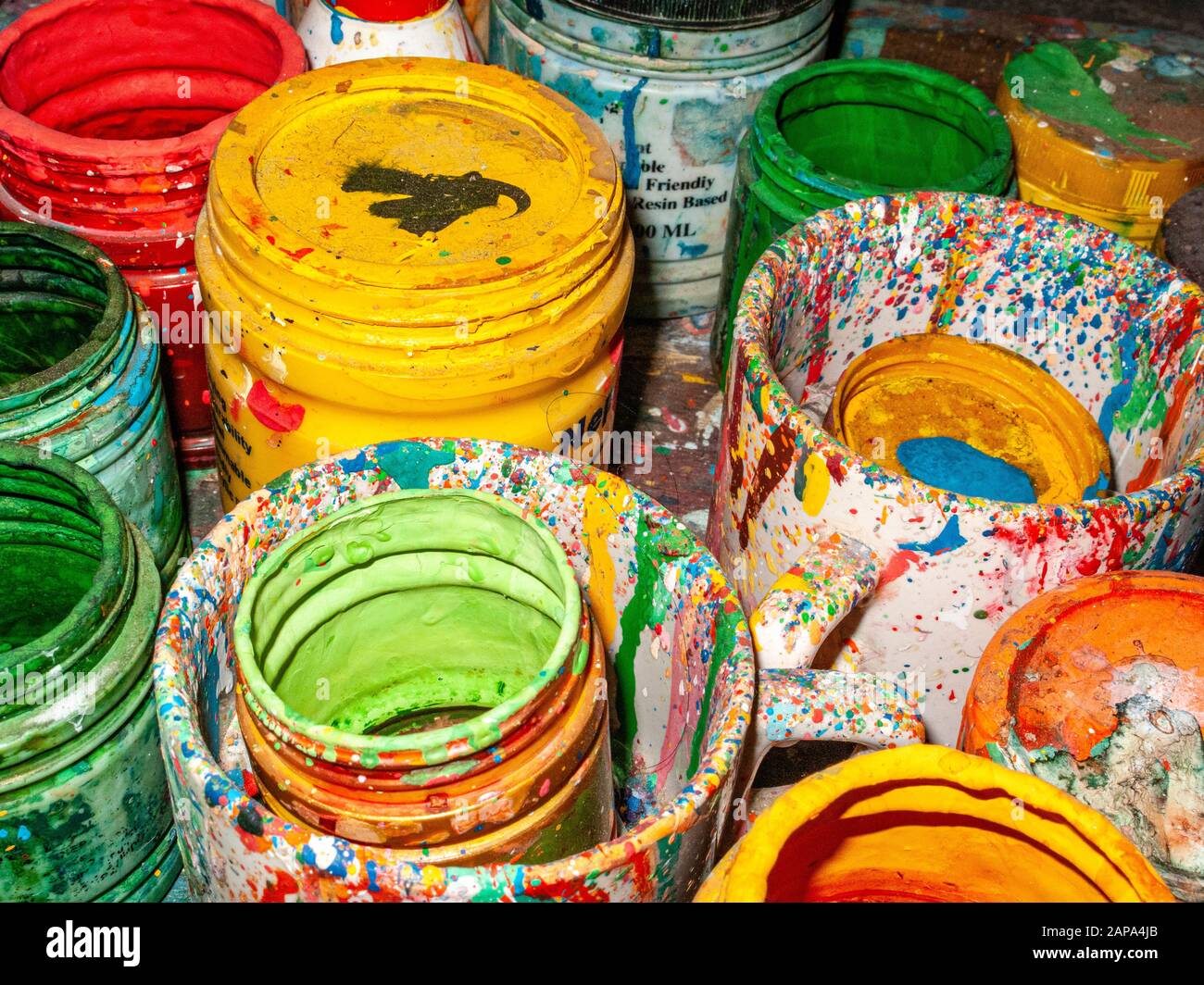 Colorful paint containers, used for the art of Thangka painting Stock ...
