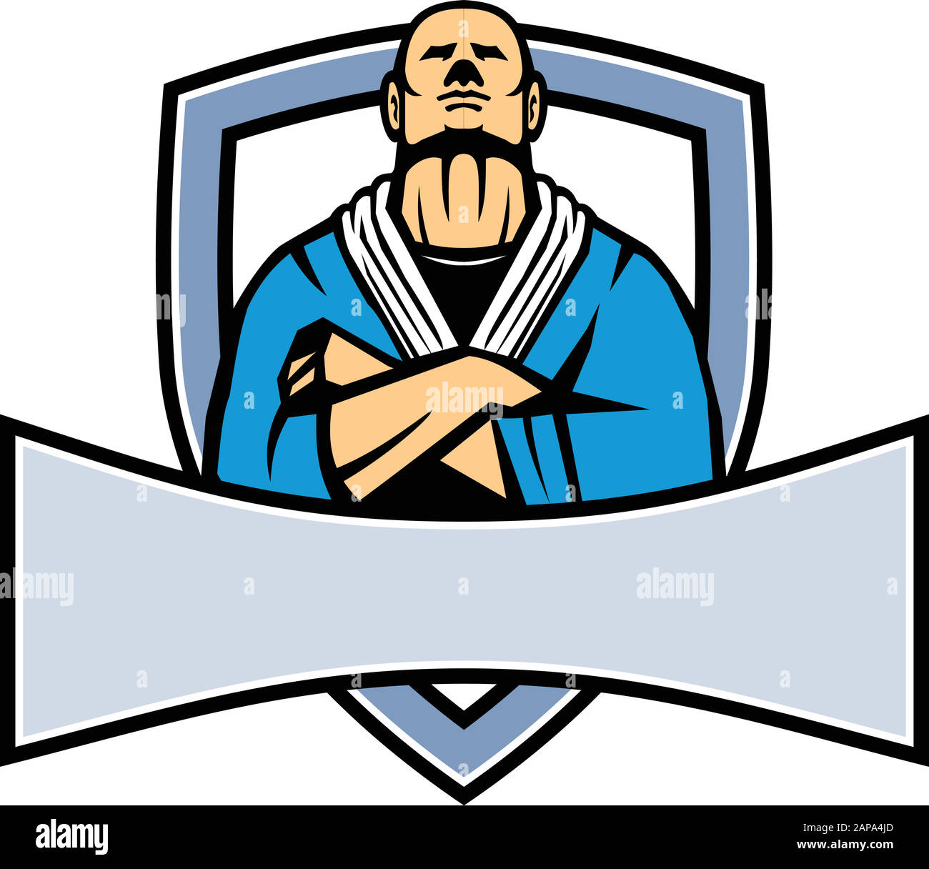 Mascot icon illustration of a Brazilian Jiu Jitsu or Gracie Jujutsu ...