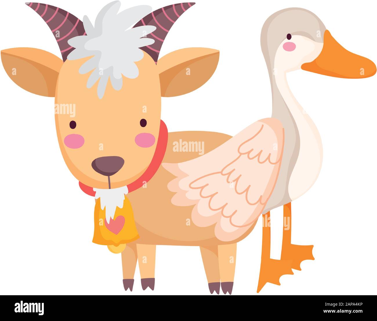goose and goat farm animal cartoon vector illustration Stock Vector ...