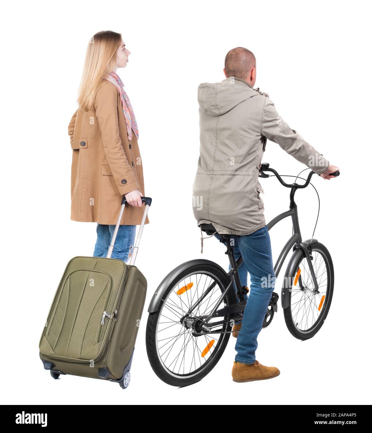 Woman riding bike back view Cut Out Stock Images & Pictures - Alamy