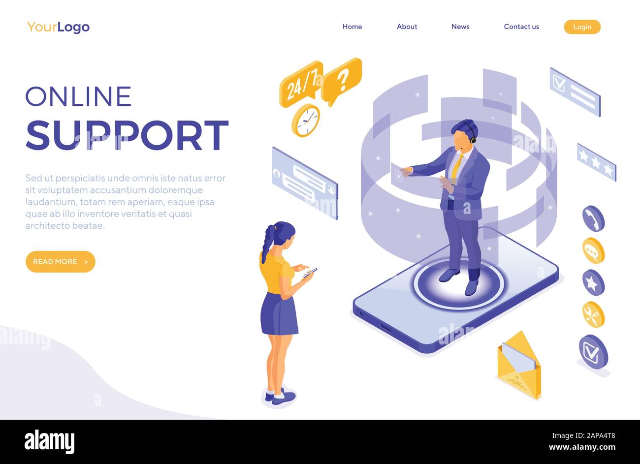 Isometric Online Customer Support Stock Vector Image & Art - Alamy