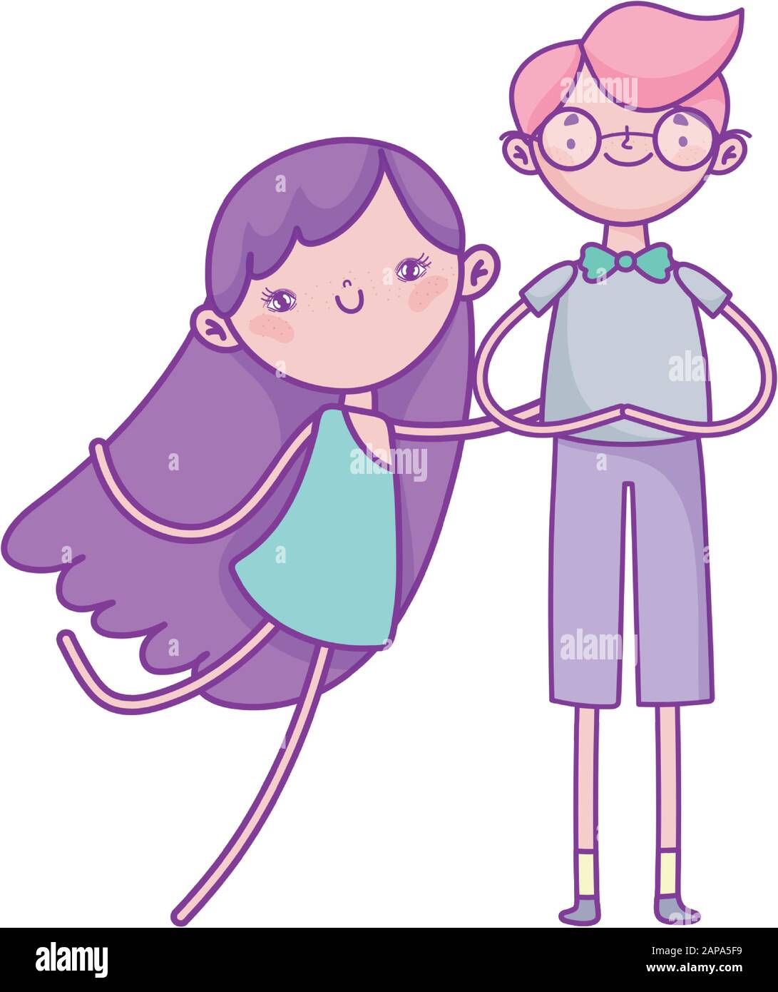 happy valentines day, young man and cupid characters vector ...