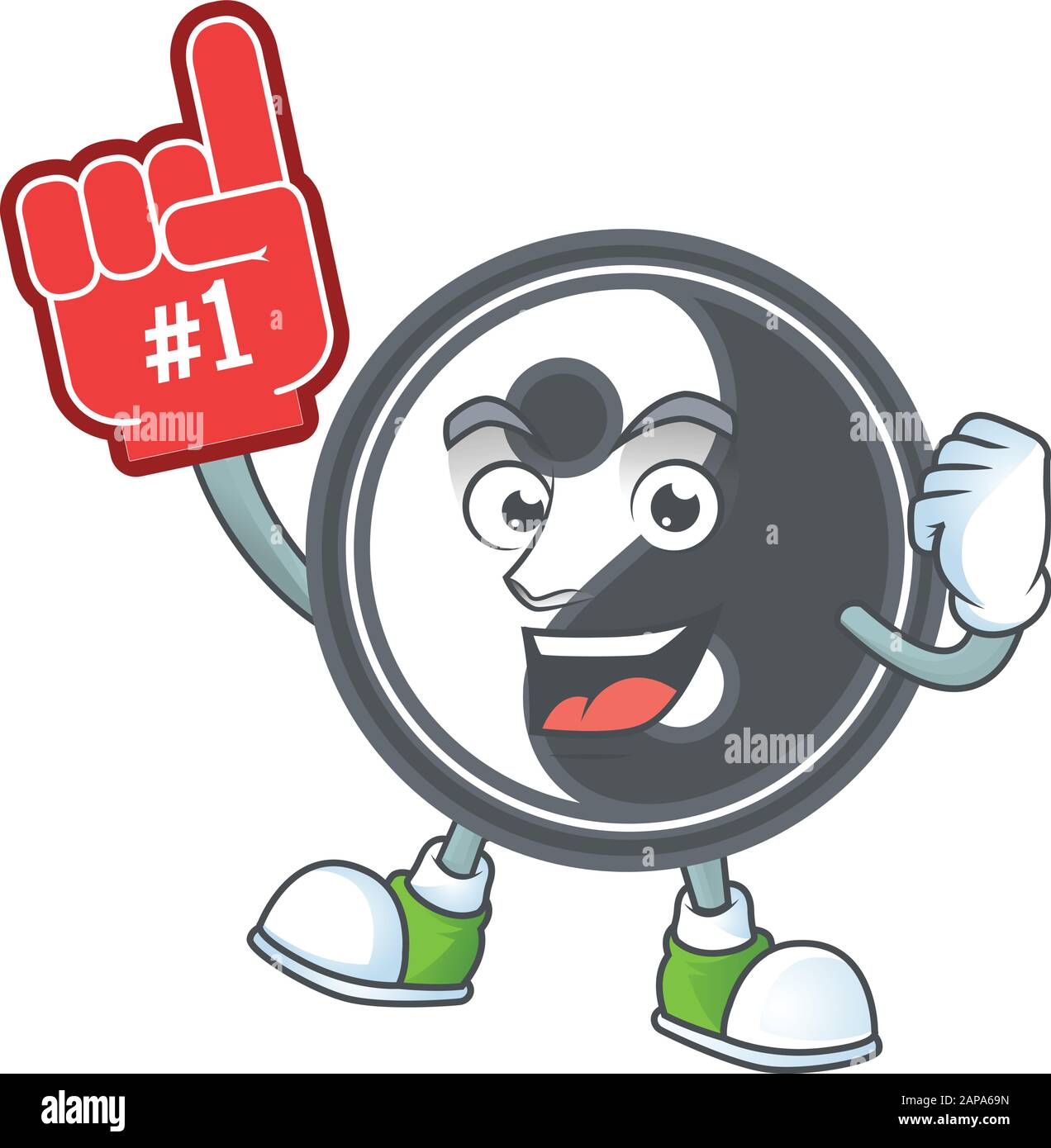 Yin yang mascot cartoon style holding a Foam finger Stock Vector Image ...