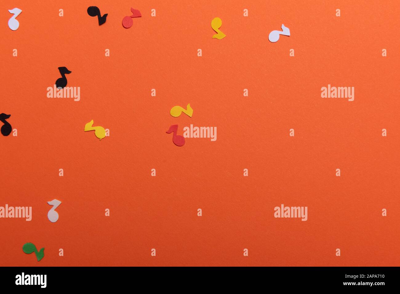 Paper colorful music notes background. View above Stock Photo - Alamy
