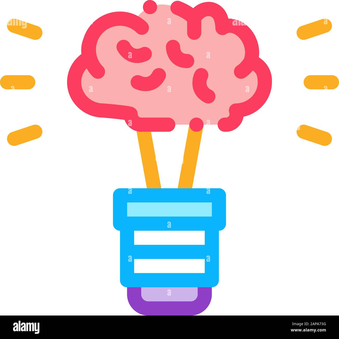 Brain Idea Lamp Icon Vector Outline Illustration Stock Vector Image ...