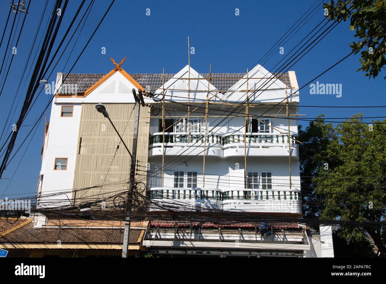 Thailand, bamboo canes scaffolding edifice building reforming Chiang ...