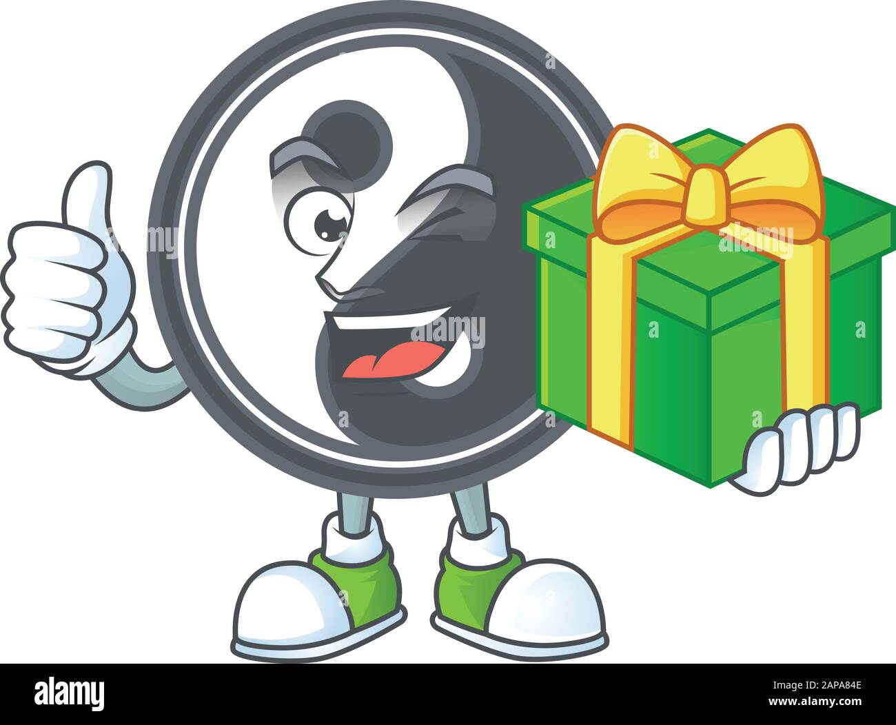Smiley yin yang character with gift box Stock Vector Image & Art - Alamy