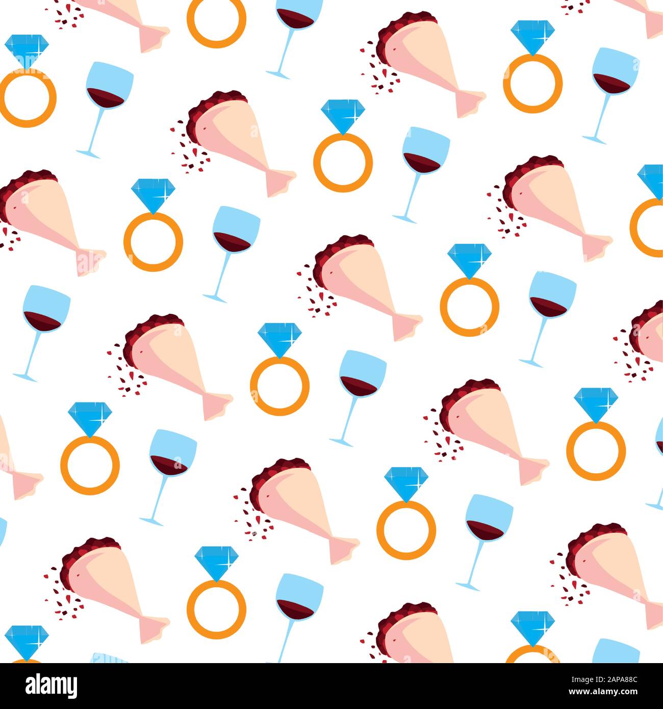 pattern of engagement ring with envelope vector illustration design ...