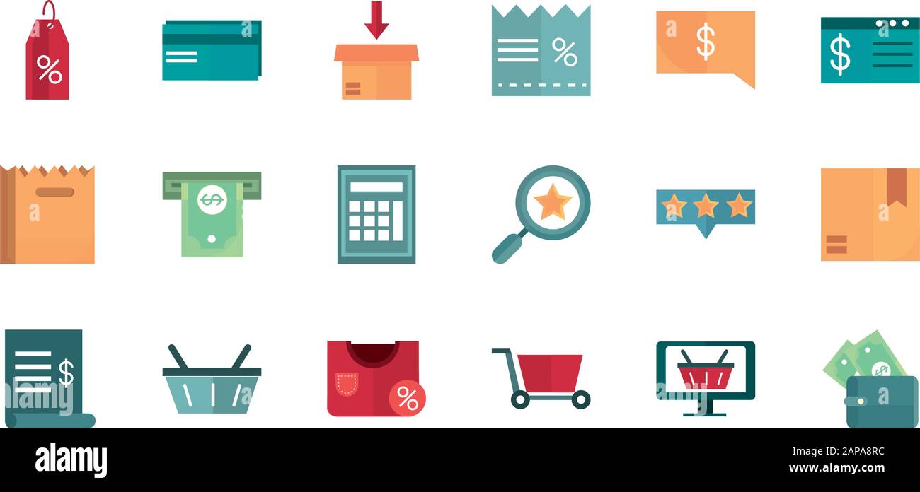 shopping business commerce trade online icon set vector illustration ...