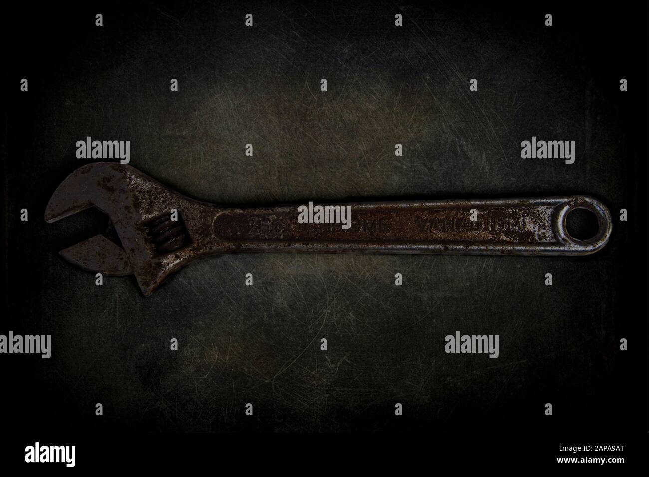 Rusty adjustable spanner Stock Photo - Alamy
