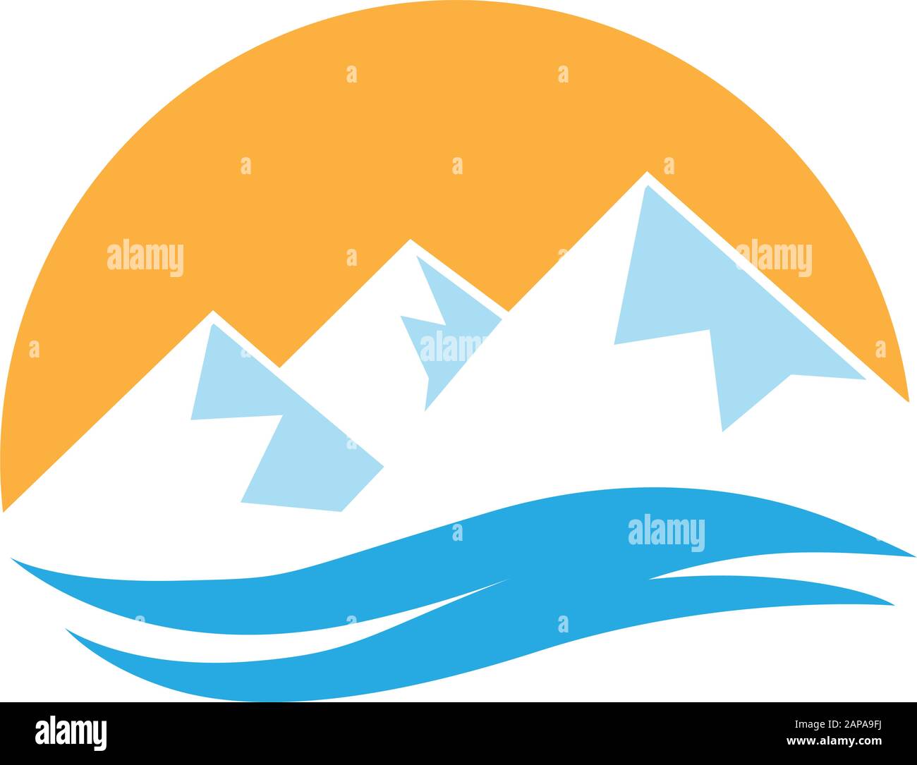 Beautiful Mountain Landscape Vector Graphic Design Element Stock