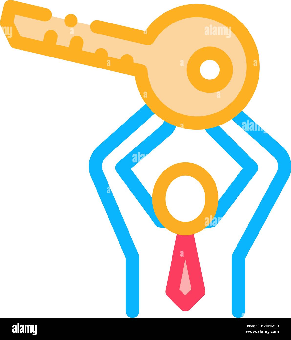 Man Holding Key Icon Vector Outline Illustration Stock Vector Image ...