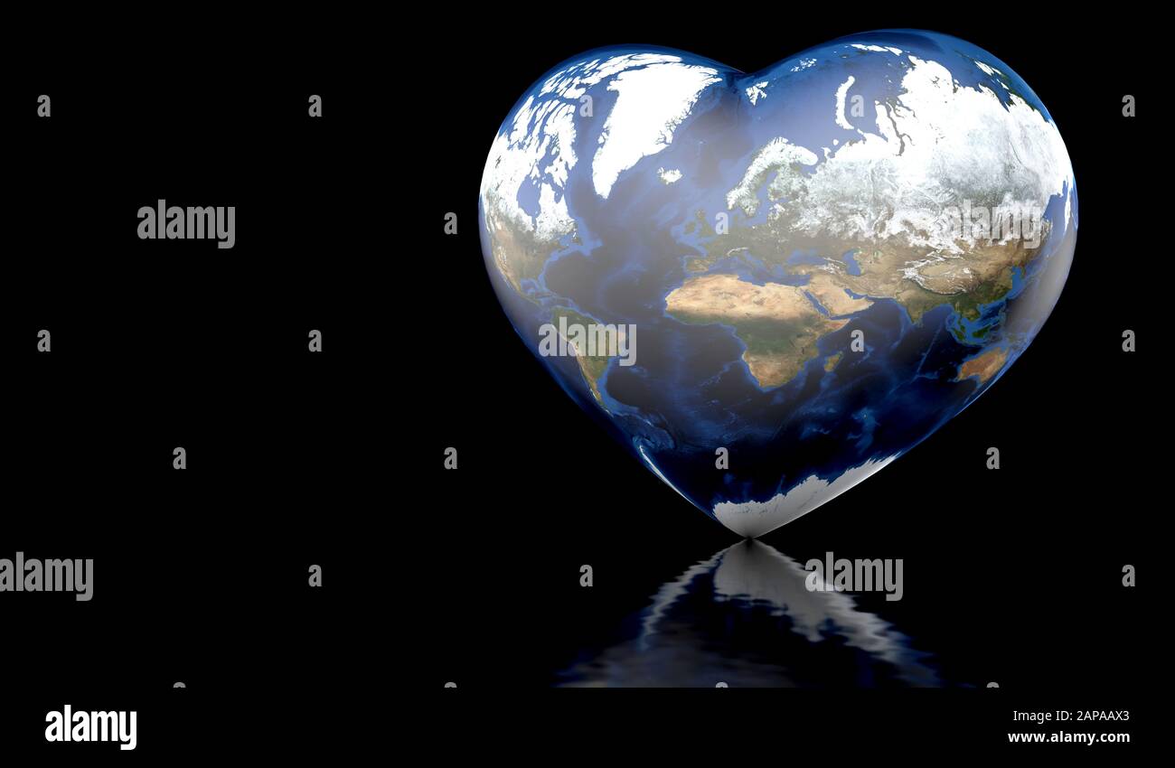 Heart world globe concept 3d hi-res stock photography and images - Alamy