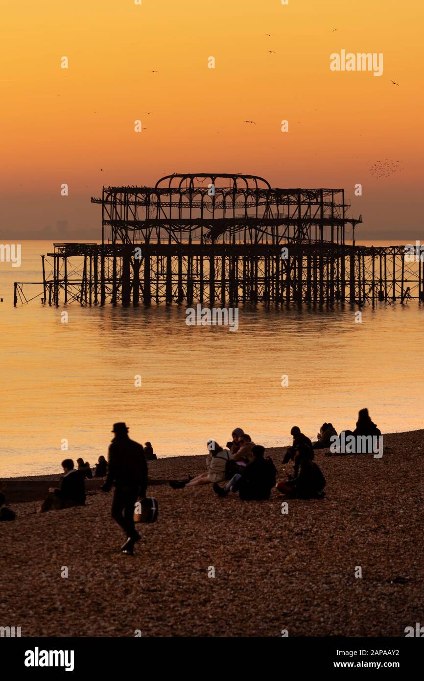 spectacular sunset at Brighton pier Stock Photo - Alamy