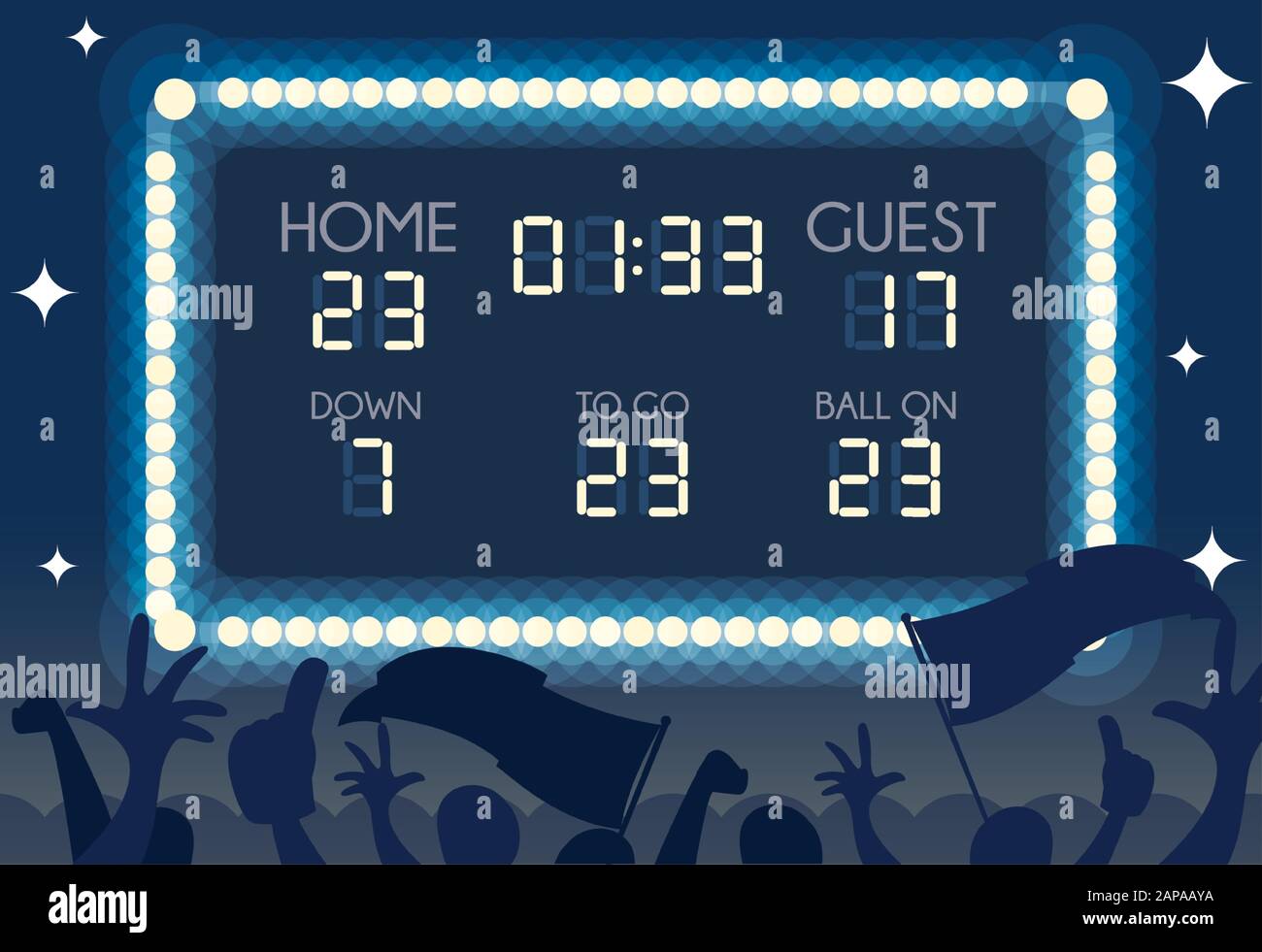 american football scoreboard , home and guest vector illustration ...