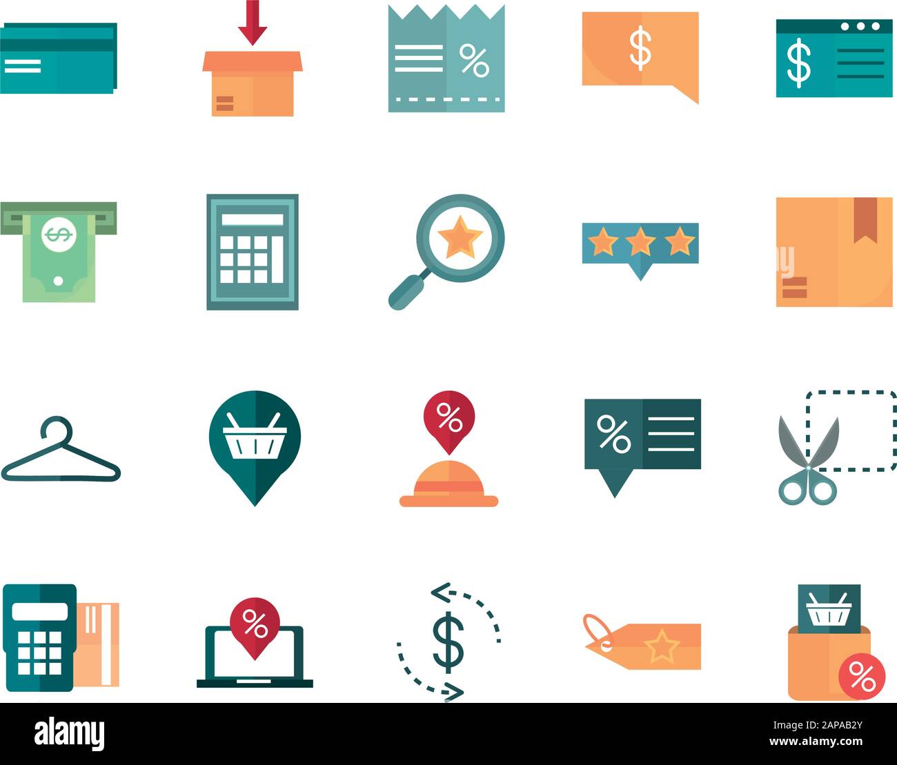 shopping business commerce trade online icon set vector illustration ...