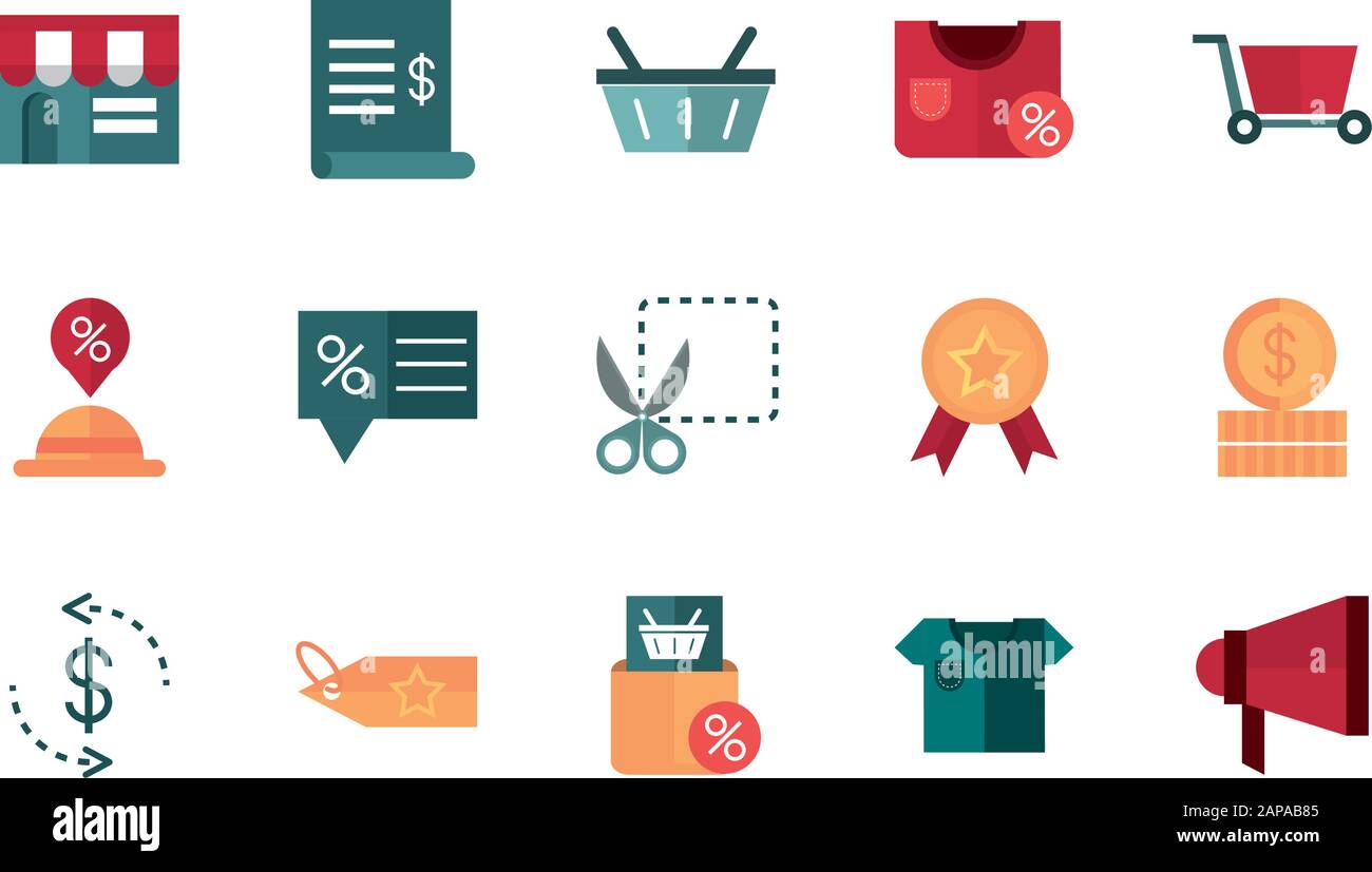 shopping business commerce trade online icon set vector illustration ...