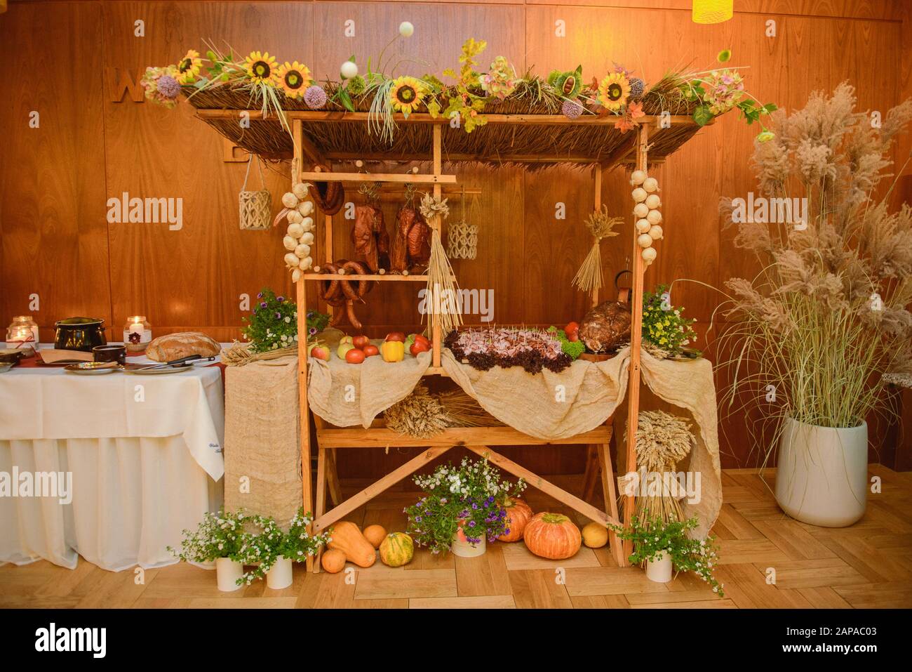 traditional polish rural table with food at the wedding Stock Photo - Alamy