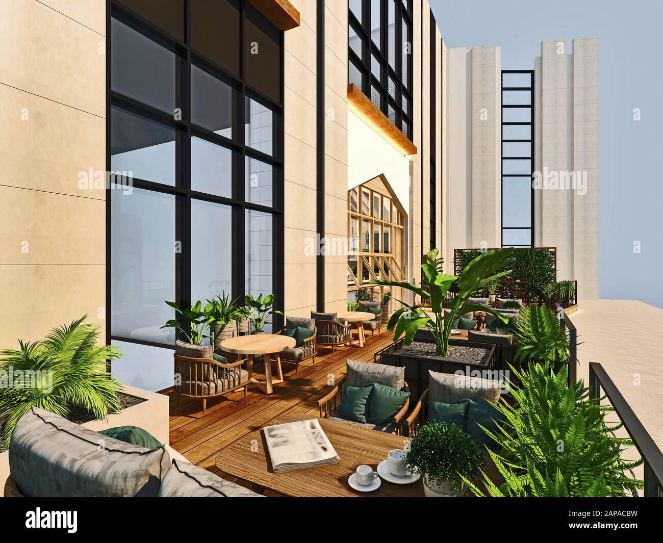 3d render of cafe interior Stock Photo - Alamy