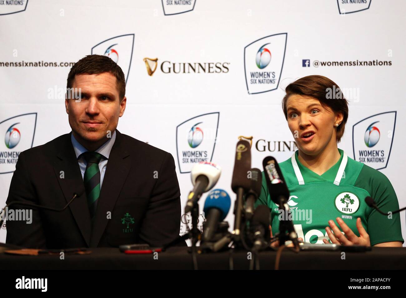 Ireland coach Adam Griggs (left) and Ciara Griffin during the Guinness ...