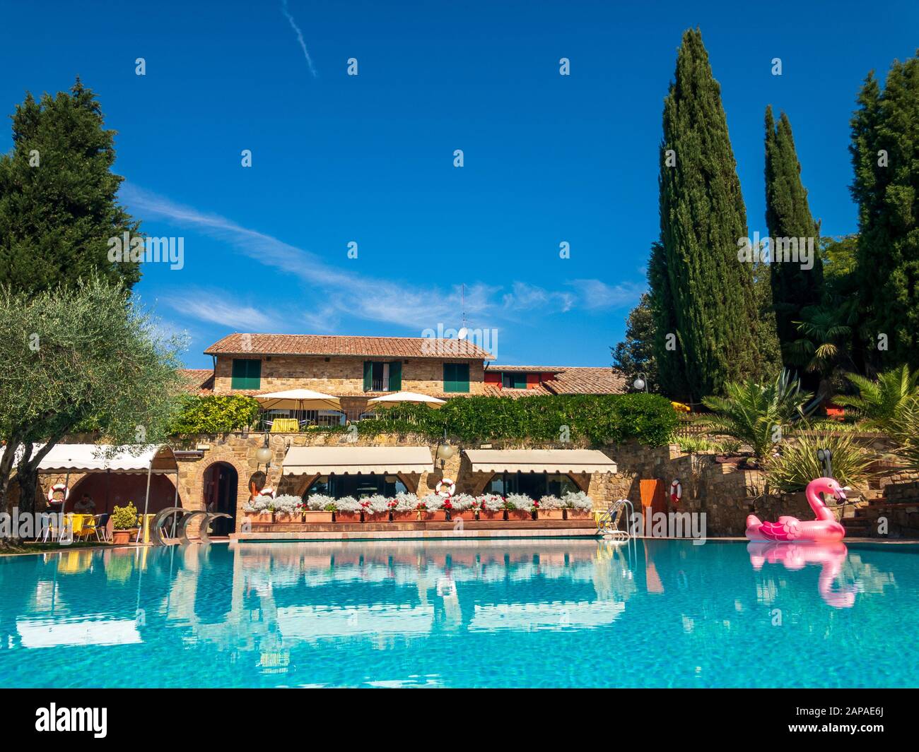 Swimming pool in the hotel, blue water Stock Photo - Alamy