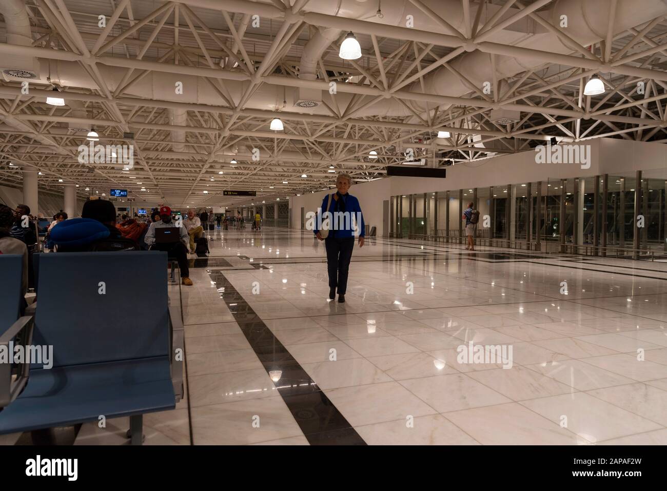 Addis Ababa, Ethiopia. December 2019. Interior of departue terminal at Bole International ...