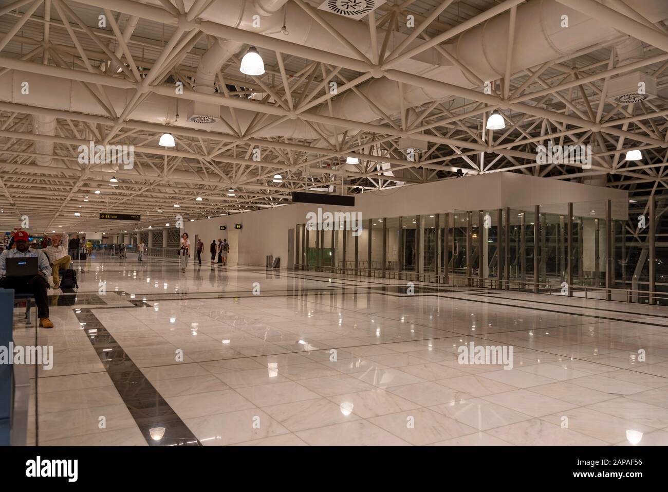 Addis Ababa, Ethiopia. December 2019. Interior of departue terminal at Bole International ...