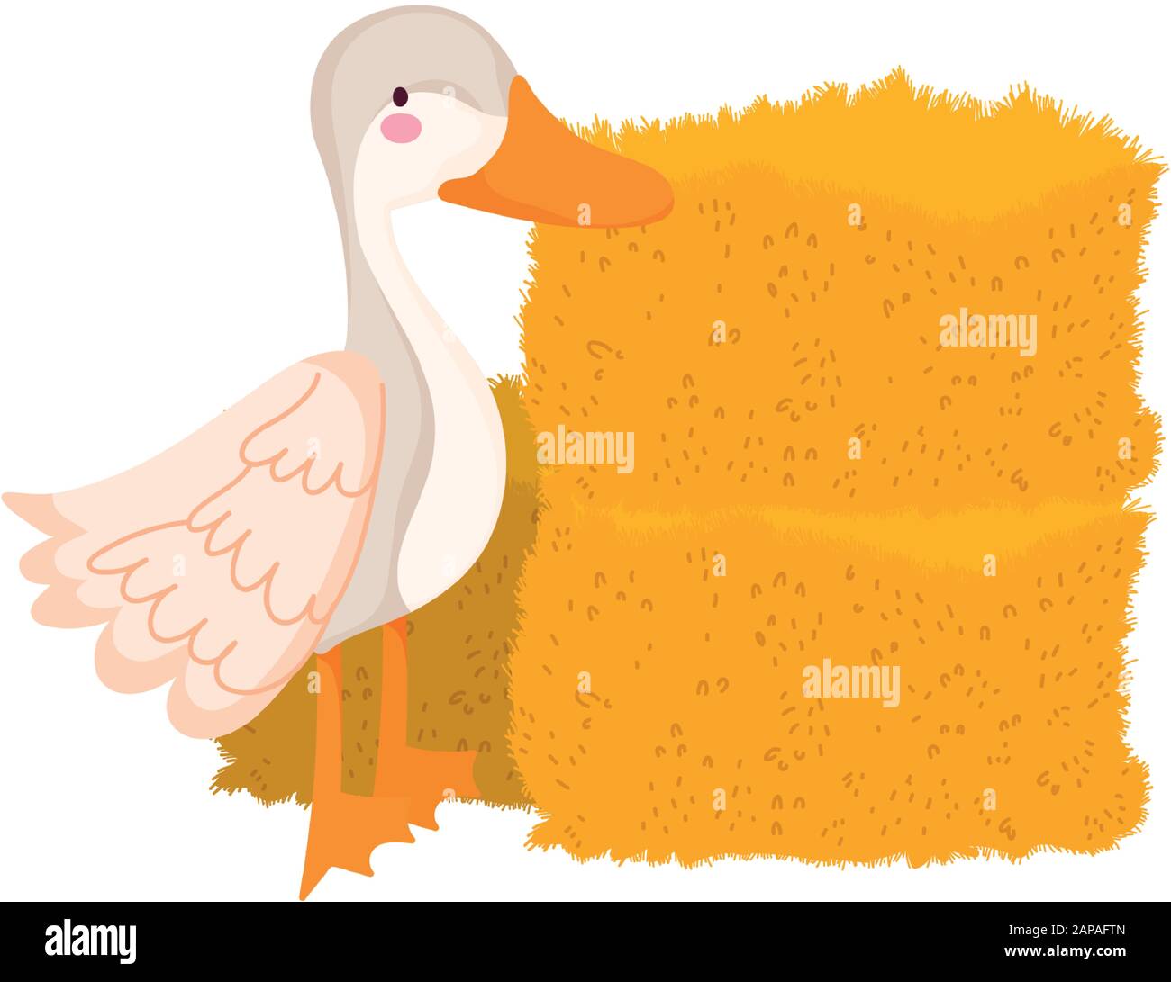 goose hay stack farm animal cartoon vector illustration Stock Vector ...