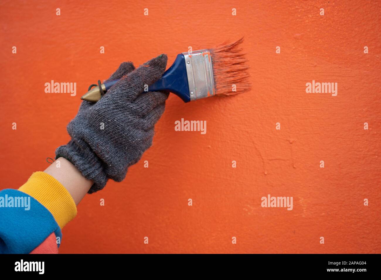 Painter labor Paint the wall using paint plots and rollers. Concepts of ...