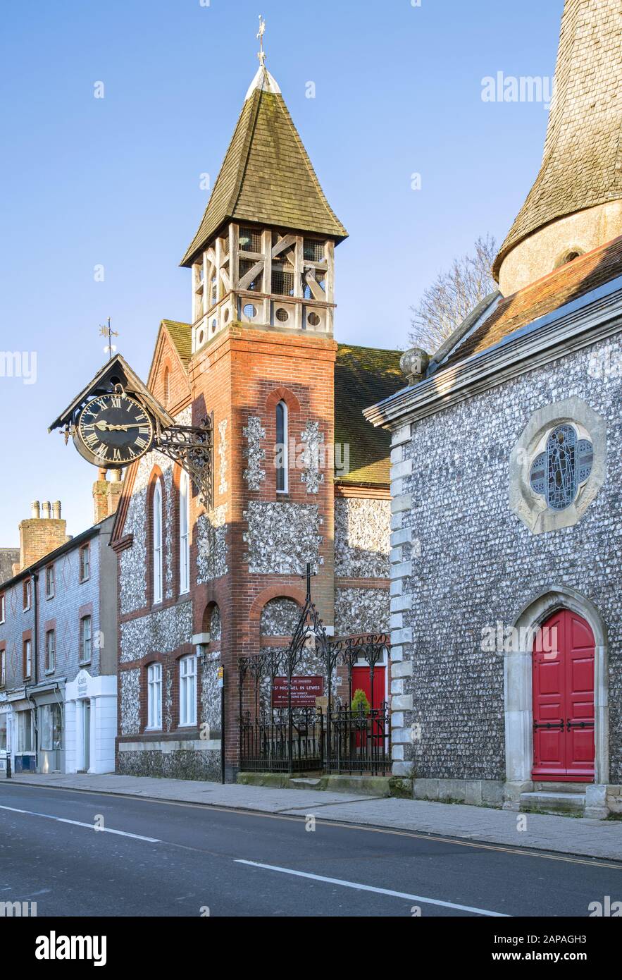 the clock in lewes high street east sussex Stock Photo - Alamy