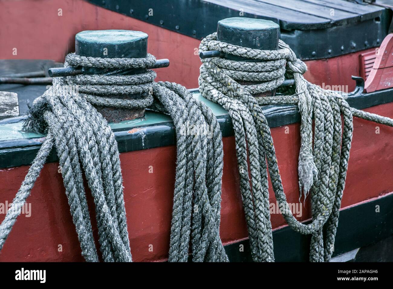 old rope on boat Stock Photo - Alamy