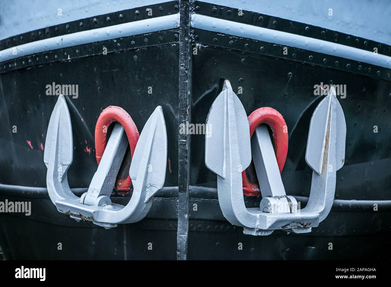 two anchors on the transport ship Stock Photo - Alamy