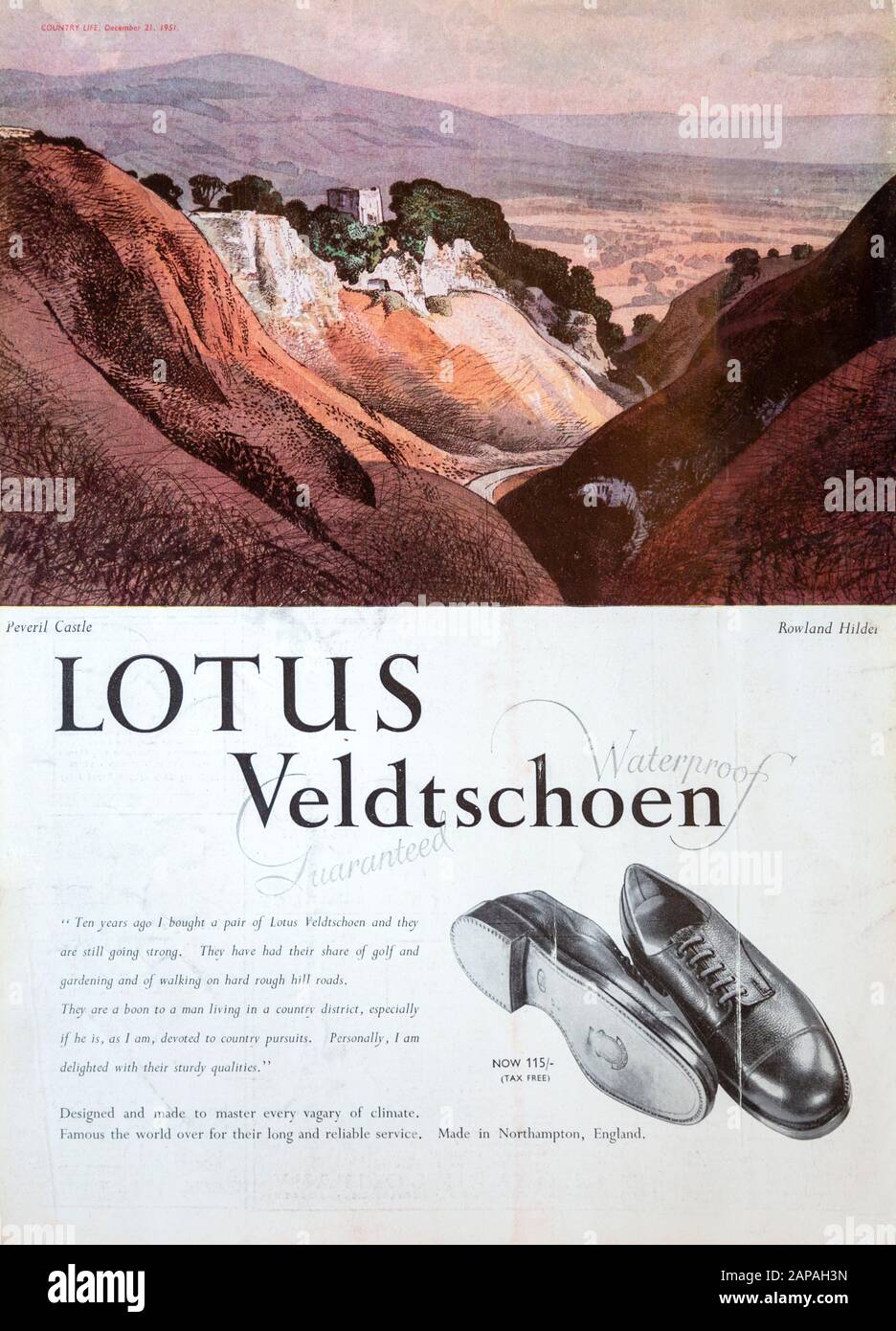 Country Life magazine colour advertisement 1951 Lotus Veldtschoen ...