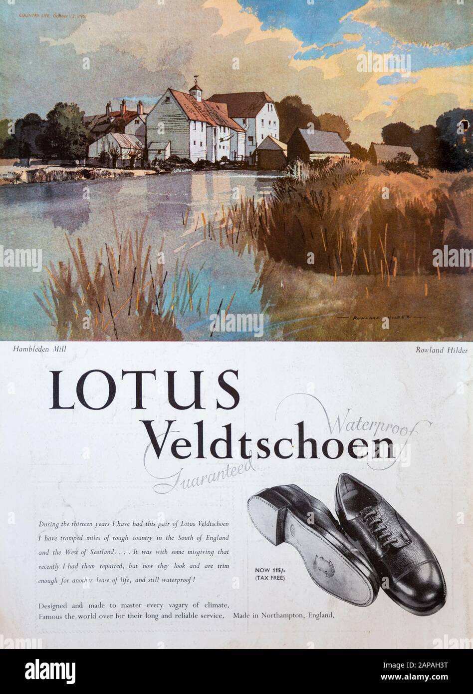 Country Life magazine colour advertisement 1951 Lotus Veldtschoen ...