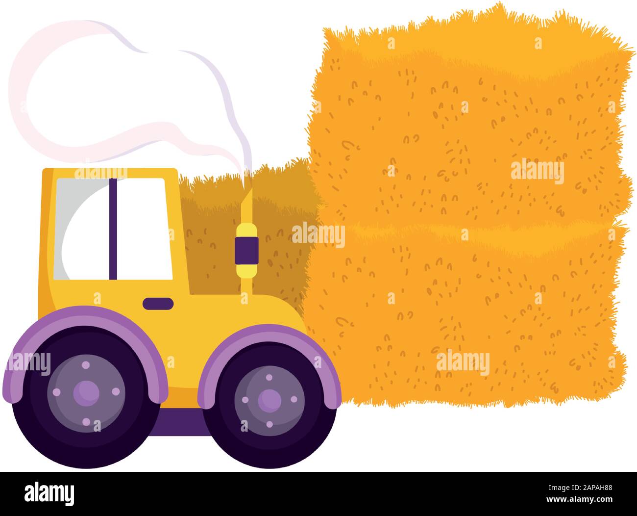 forklift with stacked hay farm animal cartoon vector illustration Stock ...