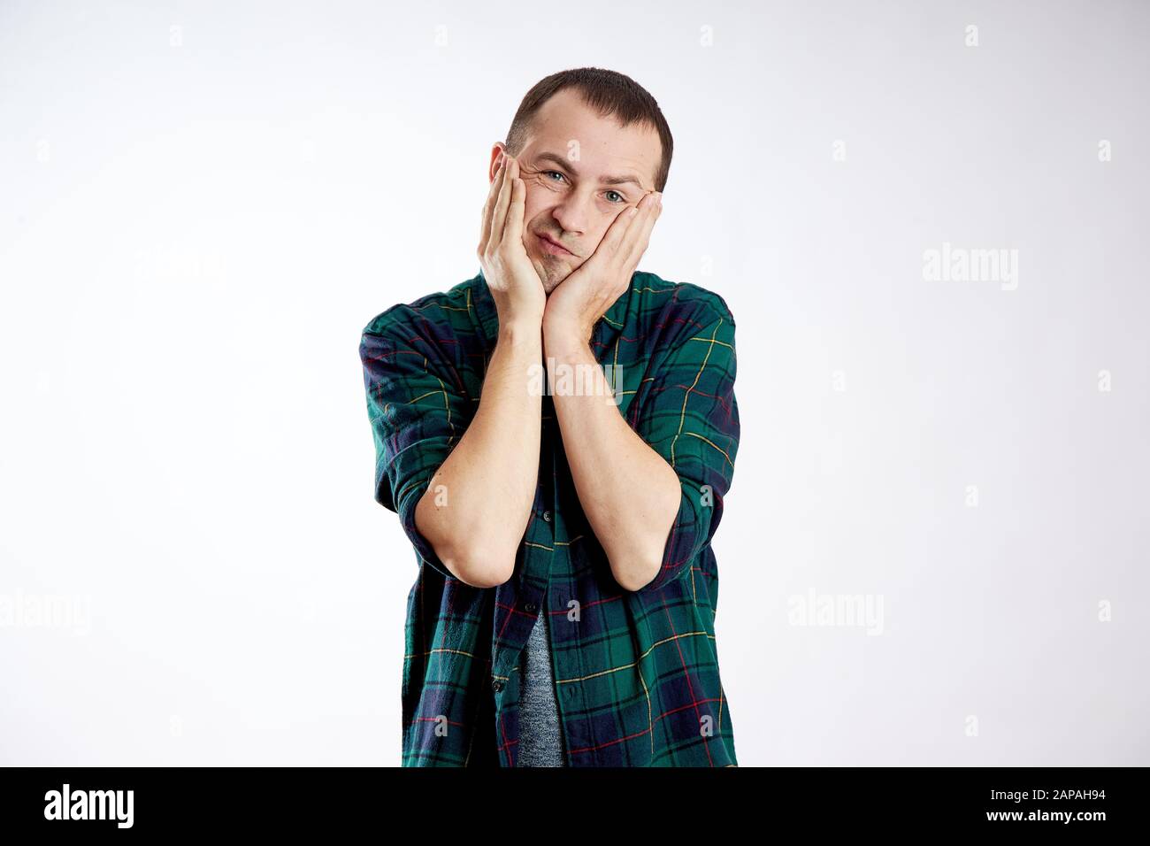 Sad man is bored, tired and sad, dissatisfied face Stock Photo - Alamy