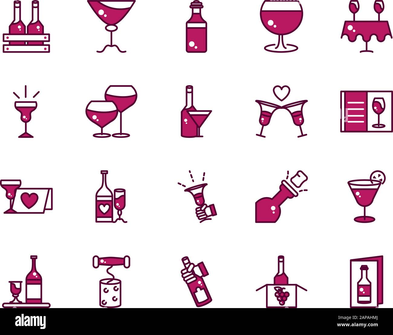 wine celebration drink beverage party event icons collection vector ...