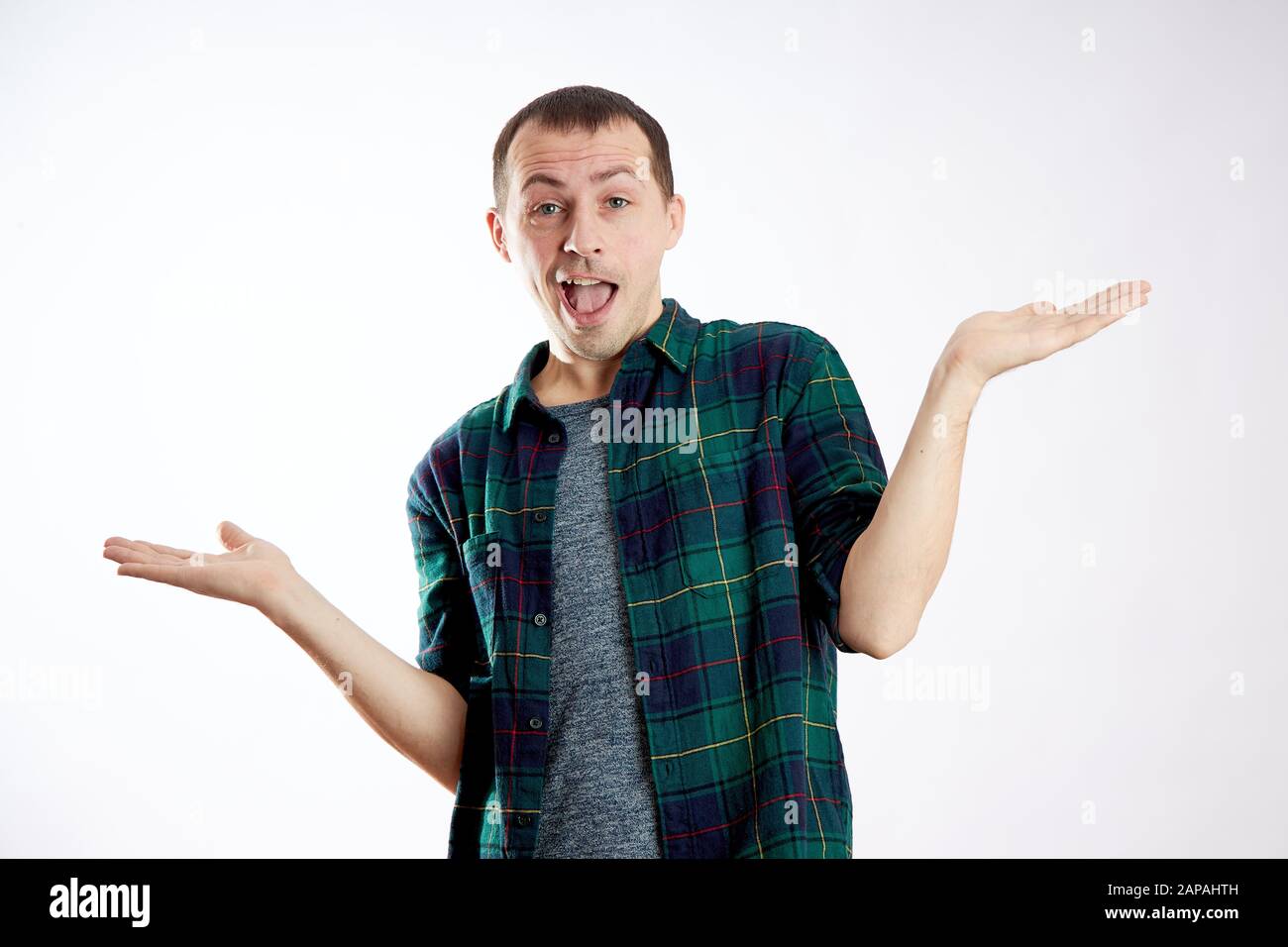 Guy looks surprised, confused. Unexpected emotions, bewilderment and ...