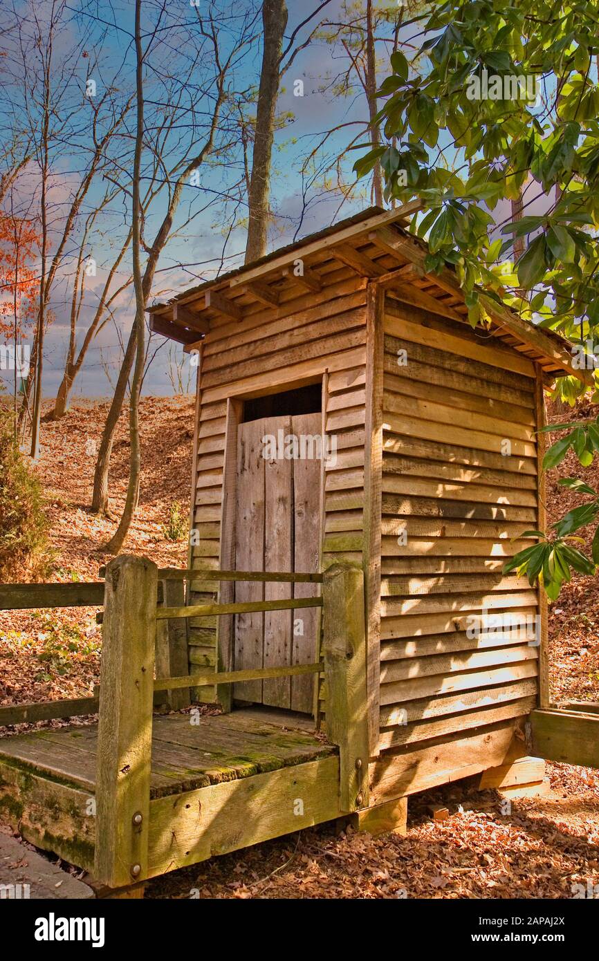 Old Outhouse in Woods Stock Photo - Alamy