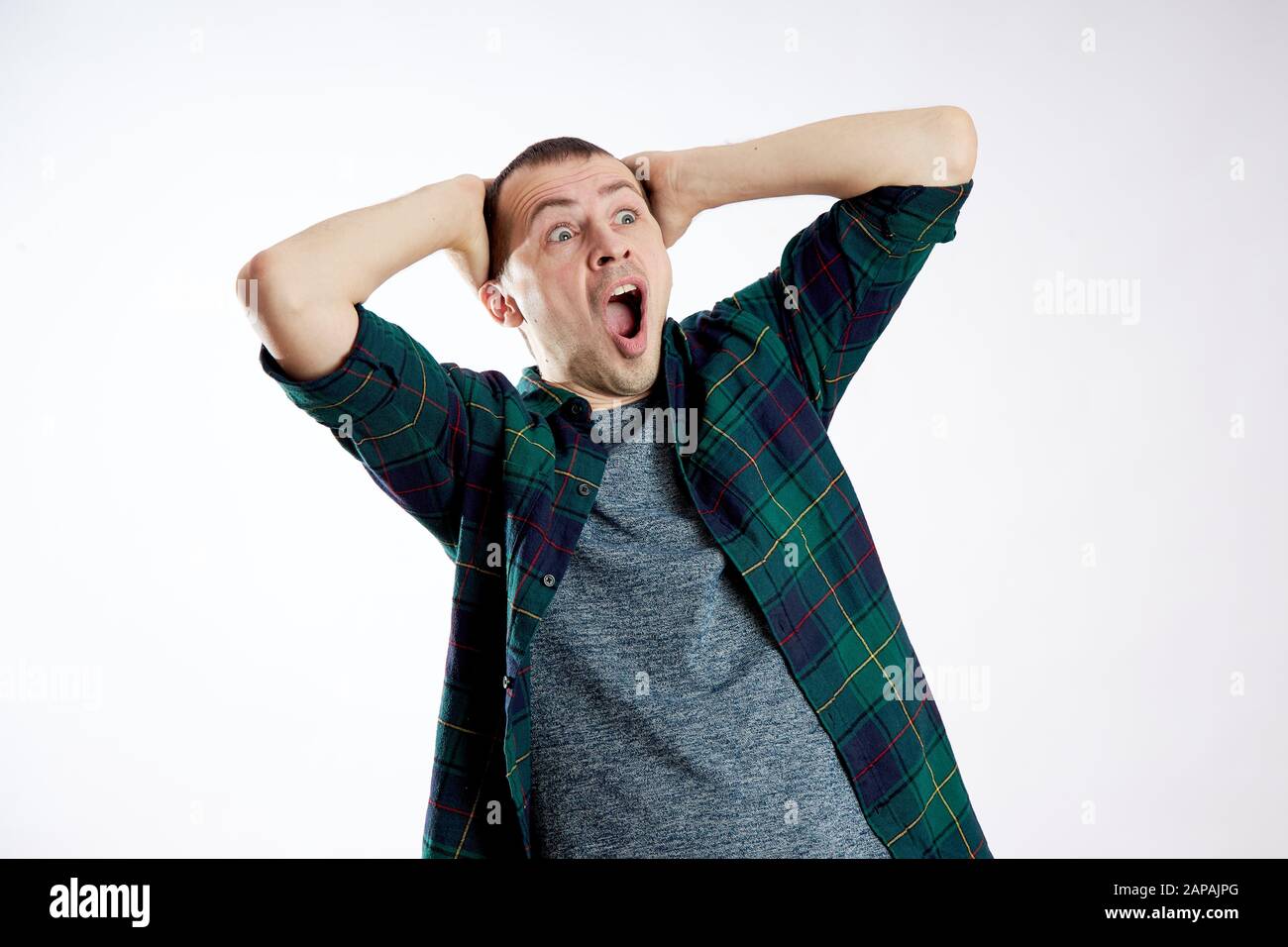 Guy looks surprised, confused. Unexpected emotions, bewilderment and ...