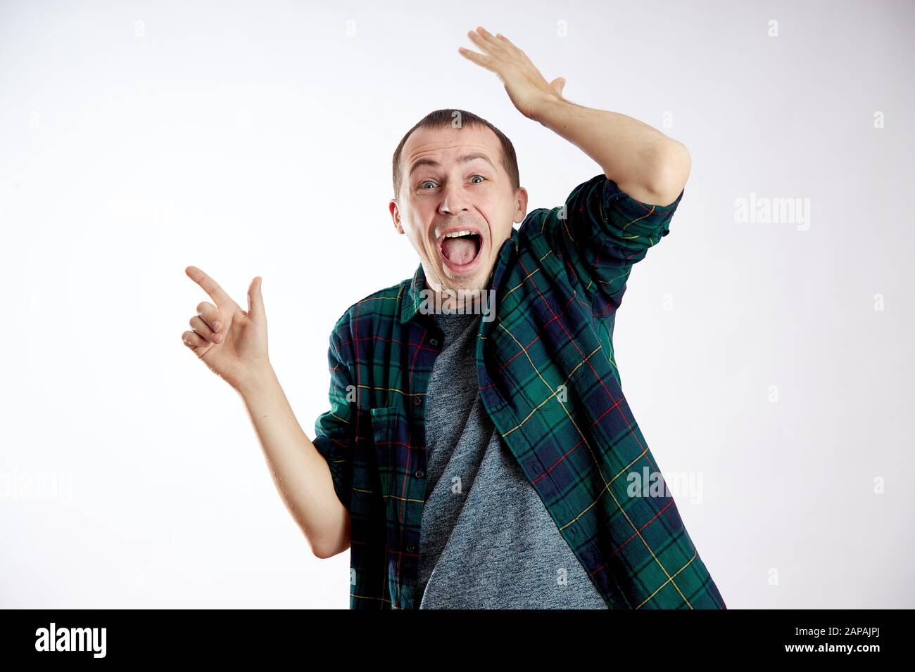 Happy emotions on the man face, pleased with himself. Happiness guy ...