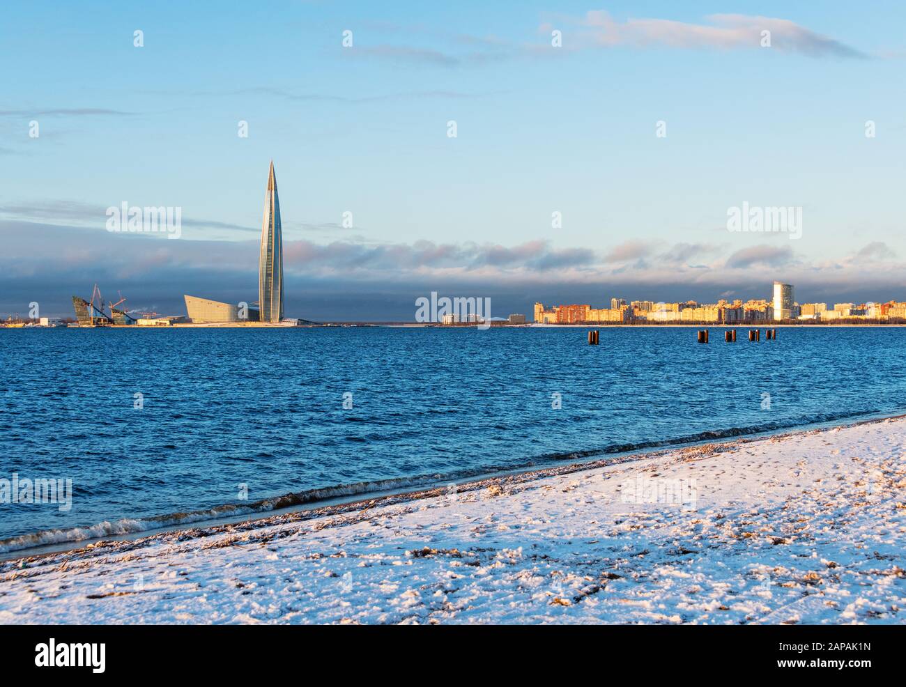 View towards Lakhta Center, the tallest building in Russia and Europe ...