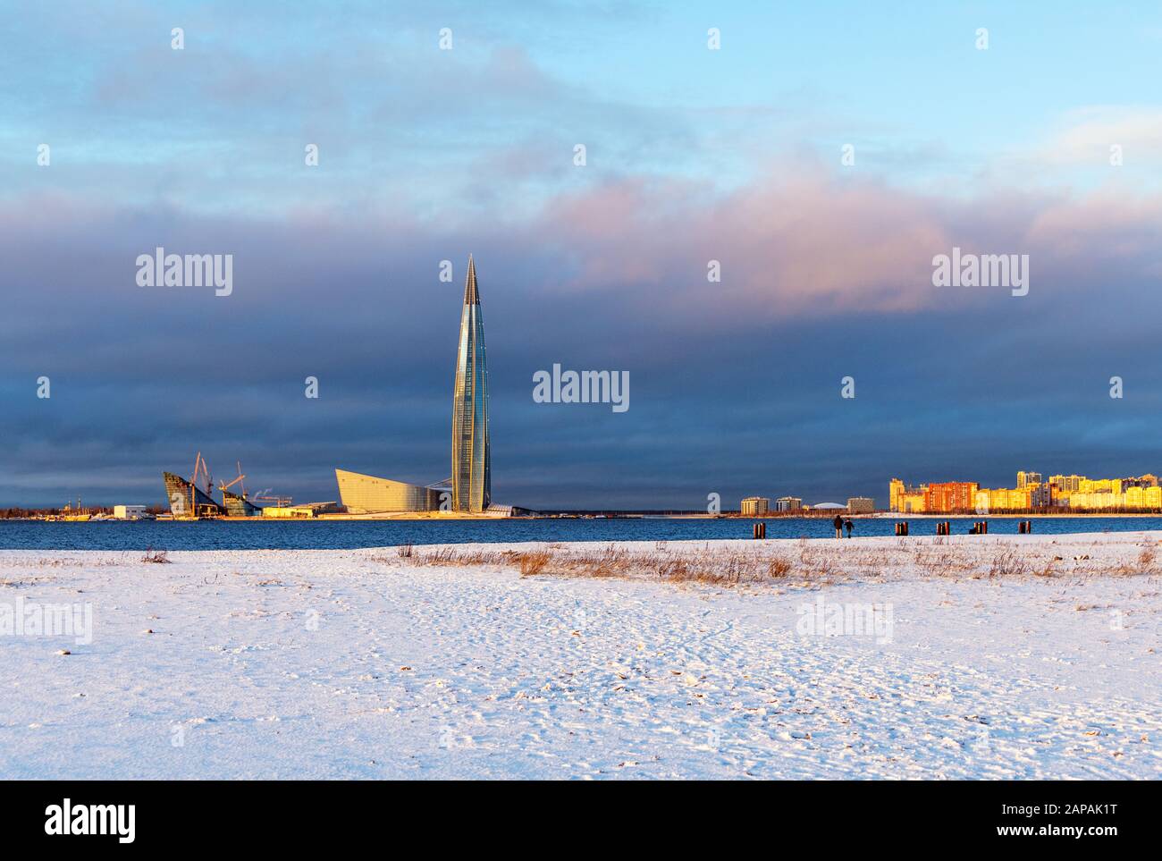 View towards Lakhta Center, the tallest building in Russia and Europe ...