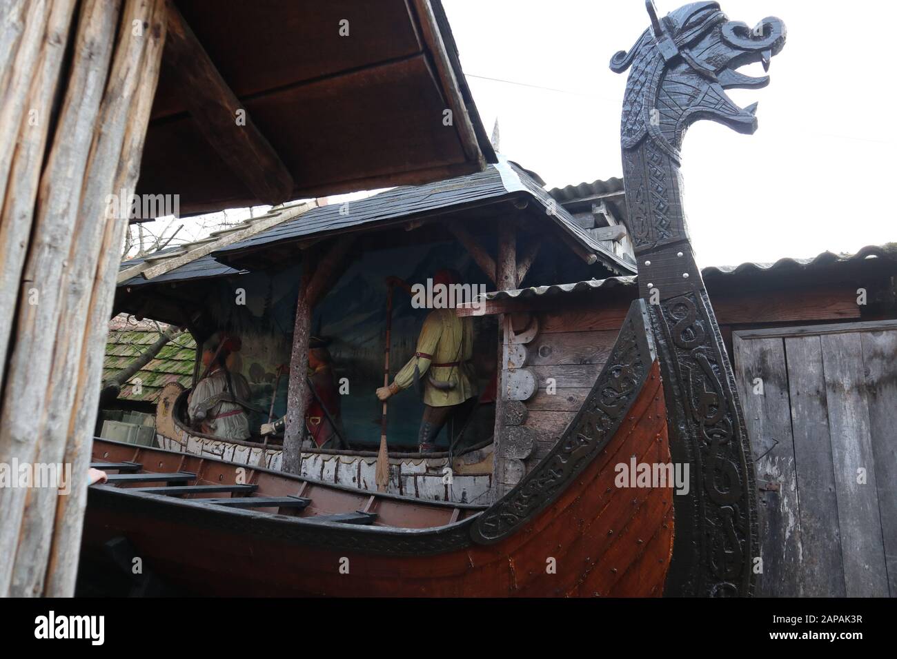 a large detailed and original wooden Viking ship Stock Photo - Alamy