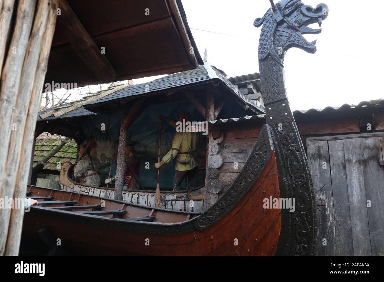 a large detailed and original wooden Viking ship Stock Photo - Alamy
