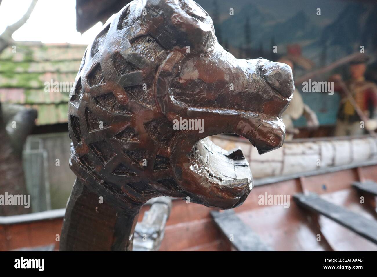 a large detailed and original wooden Viking ship Stock Photo - Alamy
